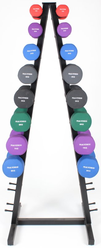 Peak Fitness Håndvægte - 1-8 kg. inkl. stativ